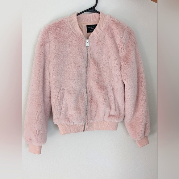 Love Tree | Jackets & Coats | Faux Fur Blush Love Tree Bomber Jacket ...